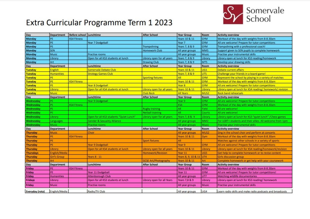 Somervale | Extra-Curricular Programme